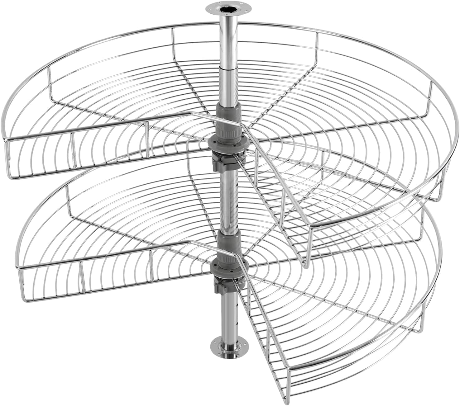 2 Tier Lazy Kitchen Base Cabinet Corner Organizer, 270° Rotating Basket ...