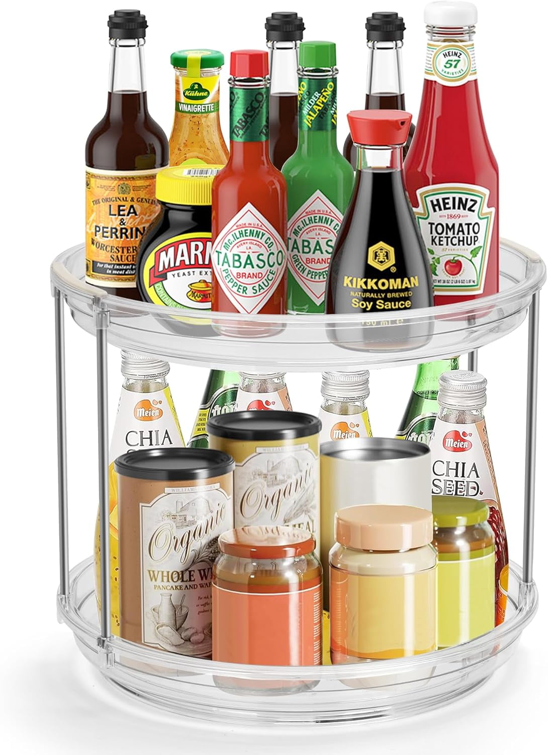 2-Tier Lazy Susan Turntable Organizer, 9.2'' Spice Rack for Cabinet ...