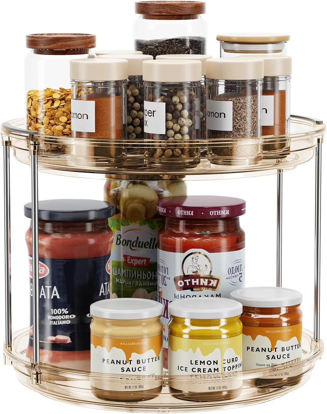 2 Tier Lazy Susan Turntable Organizer 9.25'' Rotating Spice Rack ...
