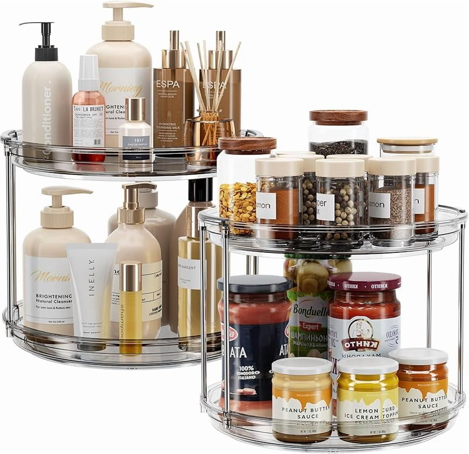 2 Tier Lazy Susan Turntable Organizer 9.25'' Rotating Spice Rack ...