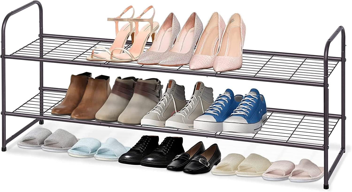 2-Tier Long Shoe Rack for Closet Entryway Shoe Organizer for 18 Pairs ...