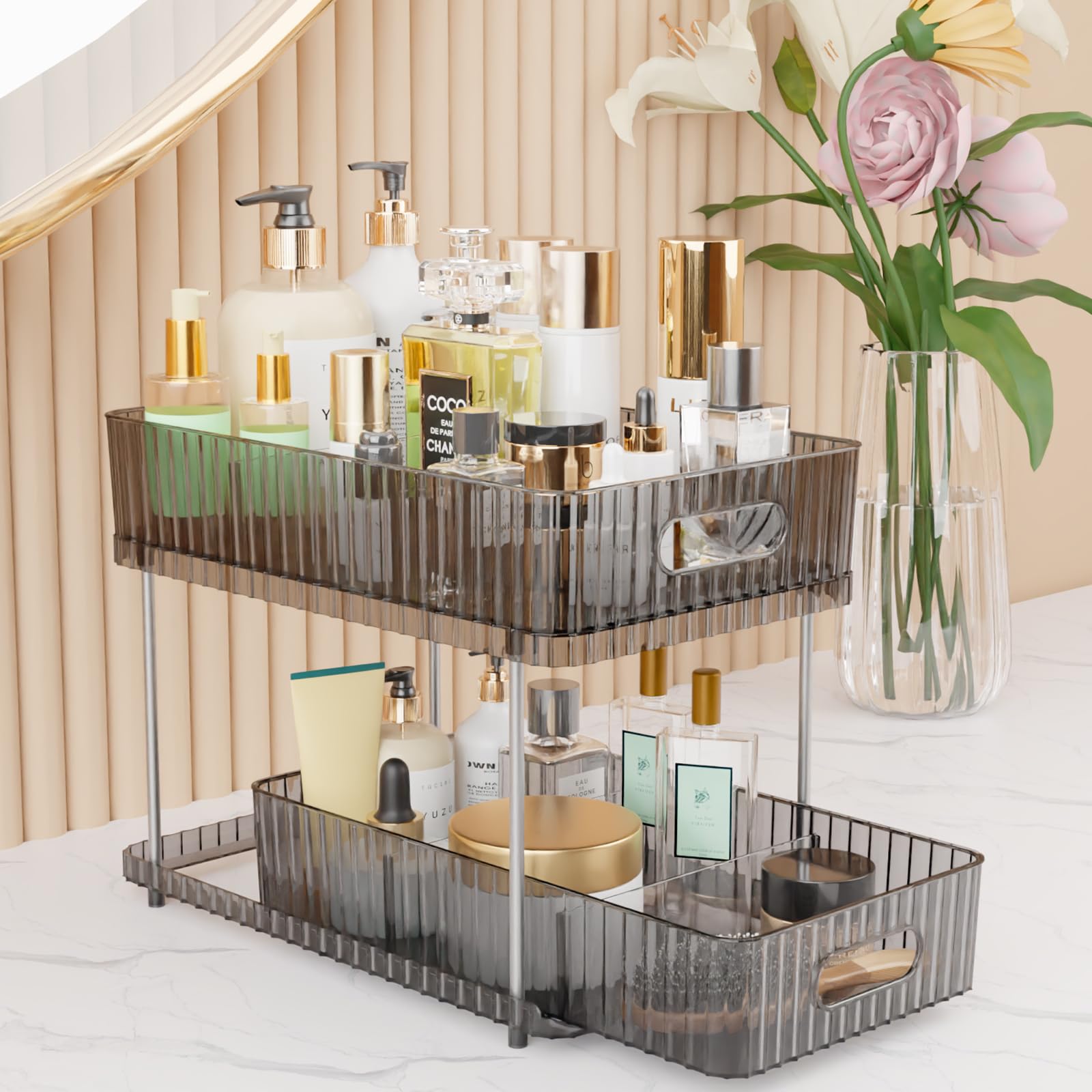 2 Tier Makeup Organizer STF9 Countertop Makeup Organizer for Vanity ...