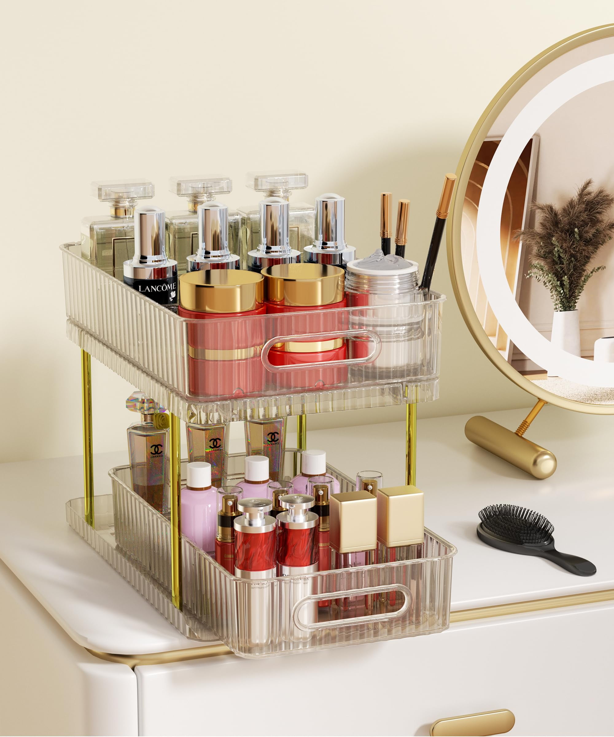 2 Tier Makeup Organizer for Vanity and Bathroom, Large Pull Out ...