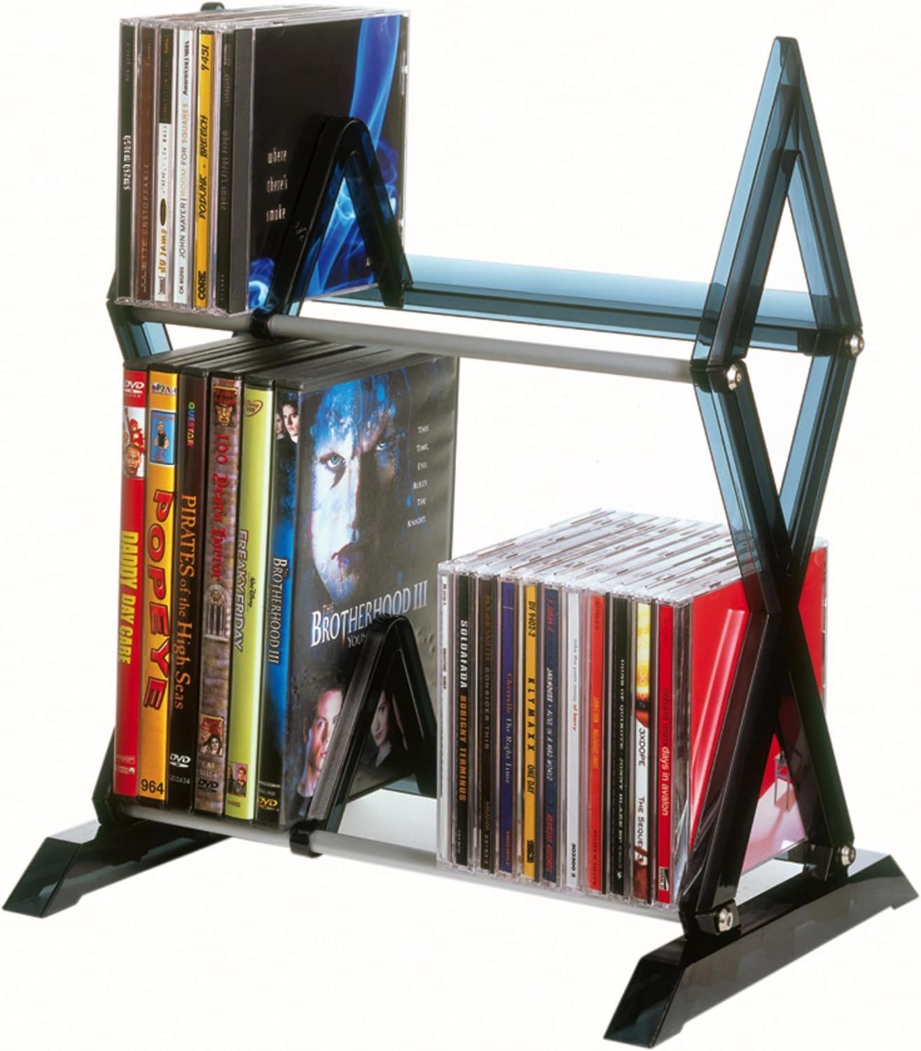 2-Tier Media Storage Rack - Storage Rack Shelves Bookcase for 52 CDs or ...
