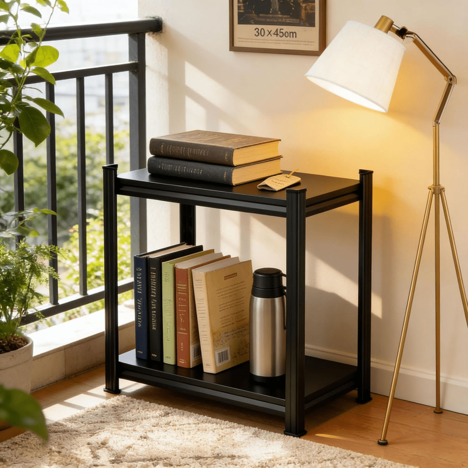 2-Tier Metal Bookshelf,22"H Open Bookshelf with Modern Industrial ...