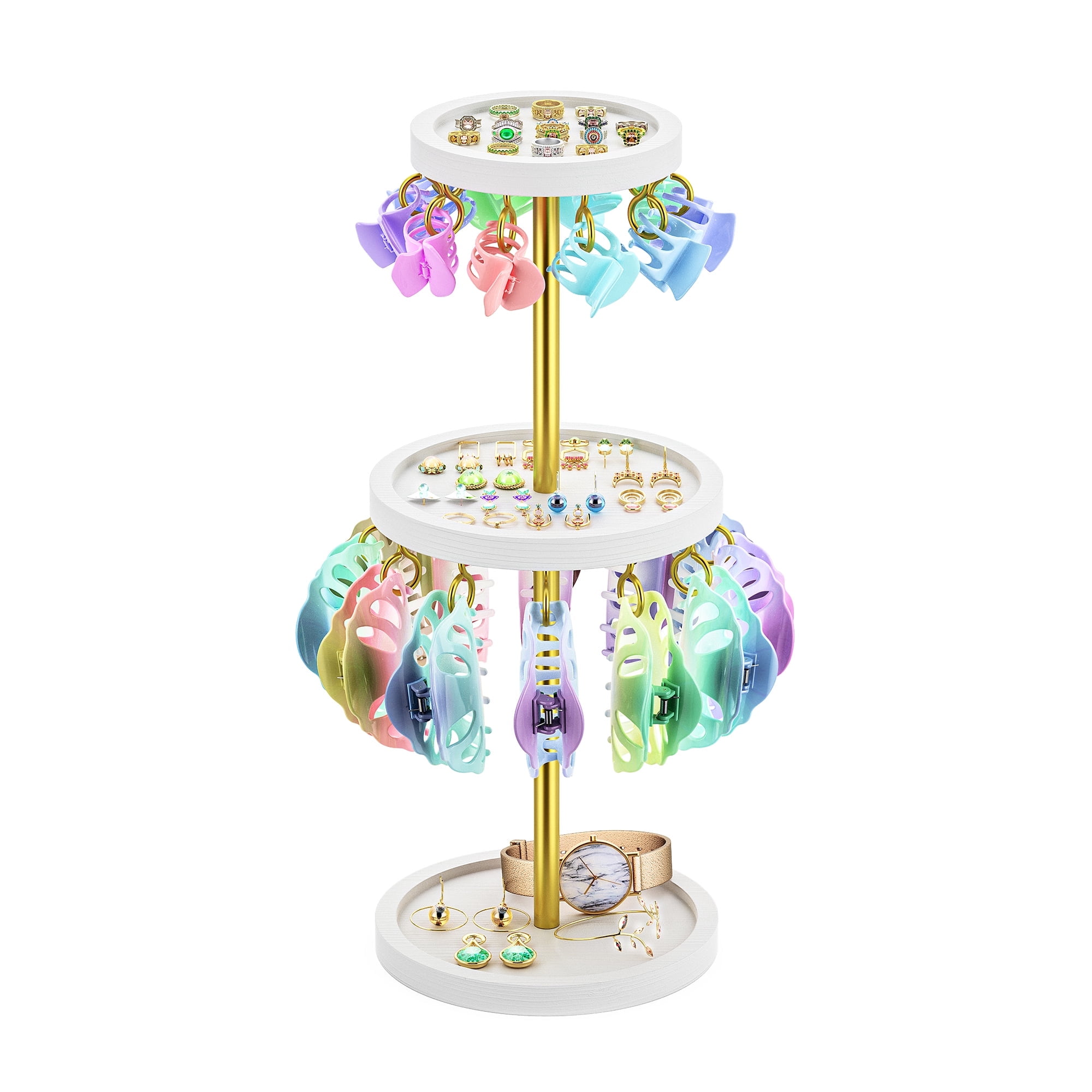 2 Tier Metal Claw Clip Organizer Holder for Women, Table Hair Clip ...