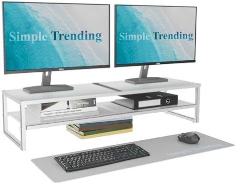 2 Tier Metal Dual Monitor Stand Riser, Computer Office Desktop ...