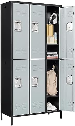 2 Tier Metal Lockers 3-Wide, 72" x 36" x 16" Storage Locker Units with ...