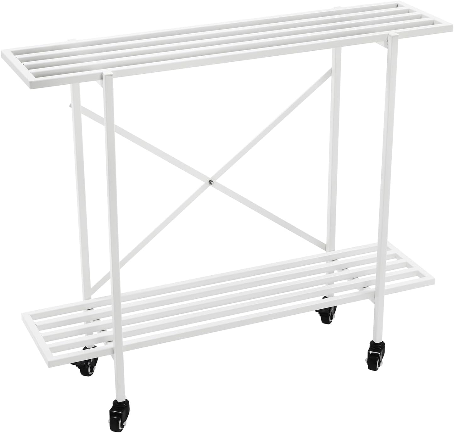 2-Tier Metal Plant Stand with Wheels, 30" Tall Plant Shelf 11.9lbs ...