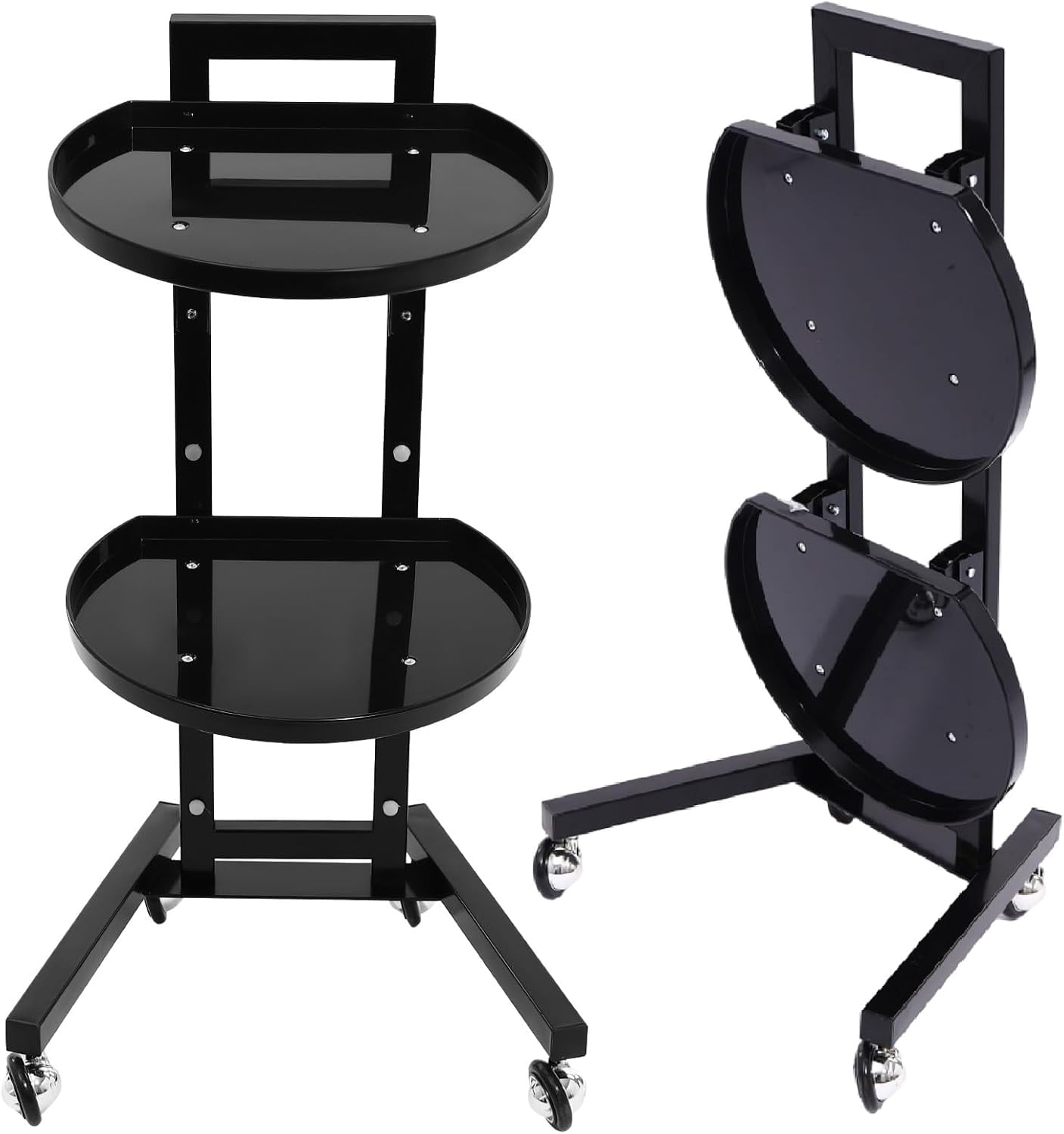 2 Tier Metal Rolling Cart, Stainless Steel Salon Tray with Wheels ...