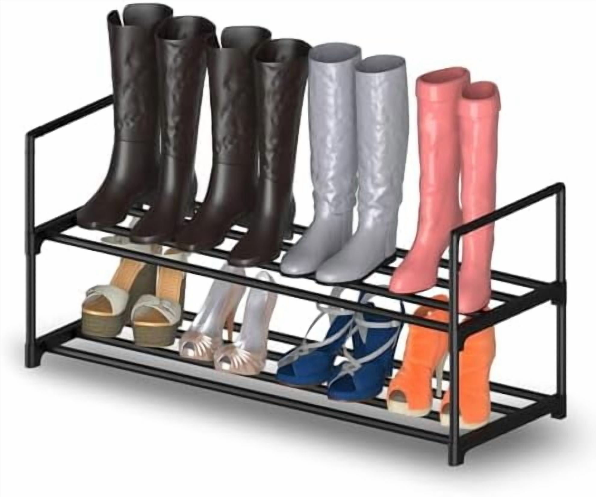 2 Tier Metal Shoe Rack,Adjustable Shoe Shelf Storage Organizer ...