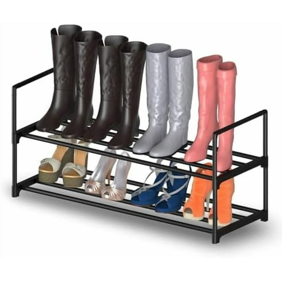 2 Tier Metal Shoe Rack,Adjustable Shoe Shelf Storage Organizer ...