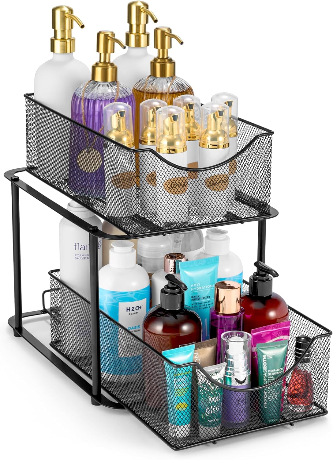2 Tier Metal Under Sink Organizer for Bathroom, Kitchen, Strong Steel ...
