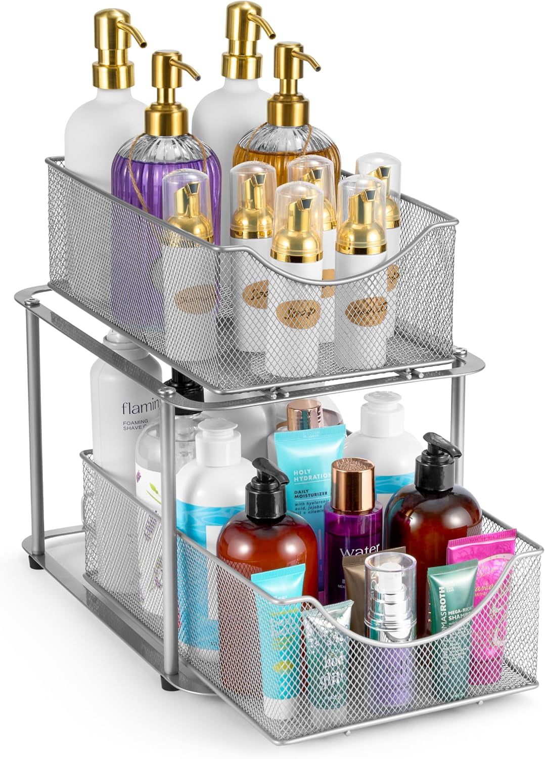 2 Tier Metal Under Sink Organizer for Bathroom, Kitchen, Strong Steel ...