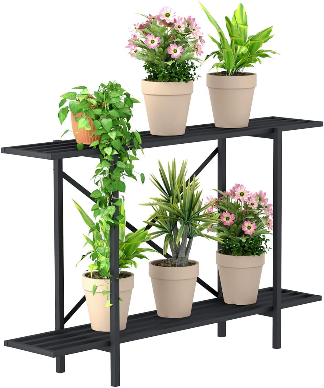 2 Tier Metal Sturdy Heavy Plant Stand, Narrow Plant Stand Indoor and ...