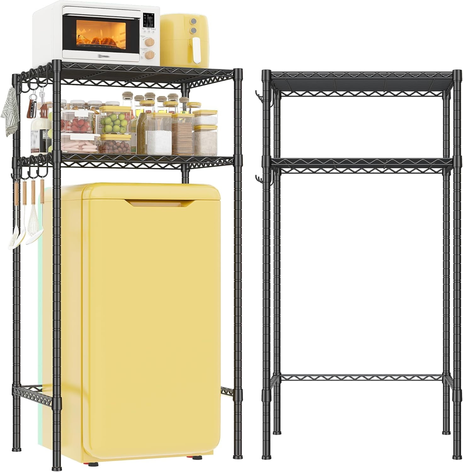 2 Tier Mini Fridge Shelf with Storage for Dorm Adjustable Height ...