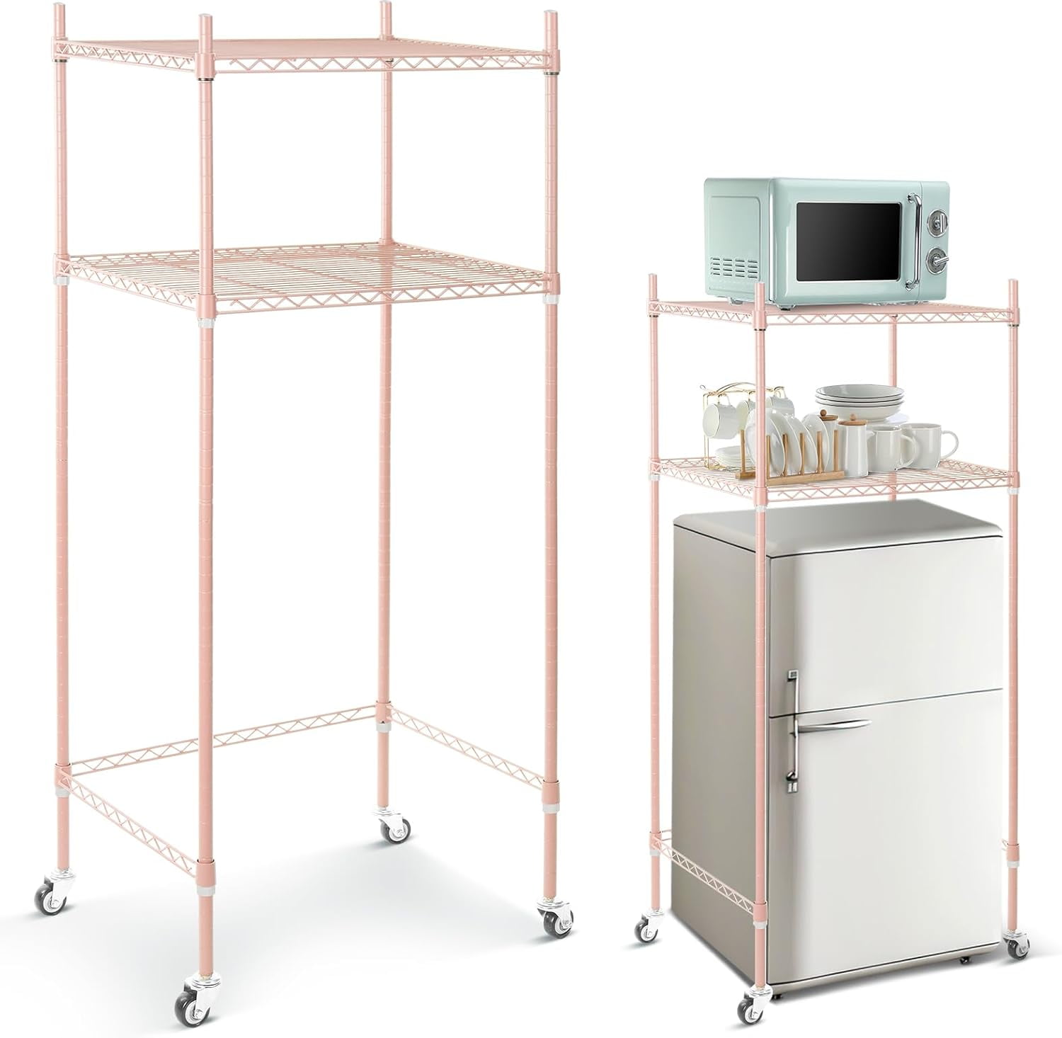 2 Tier Mini Fridge Stand with Storage for Dorm Microwave Stand Over ...