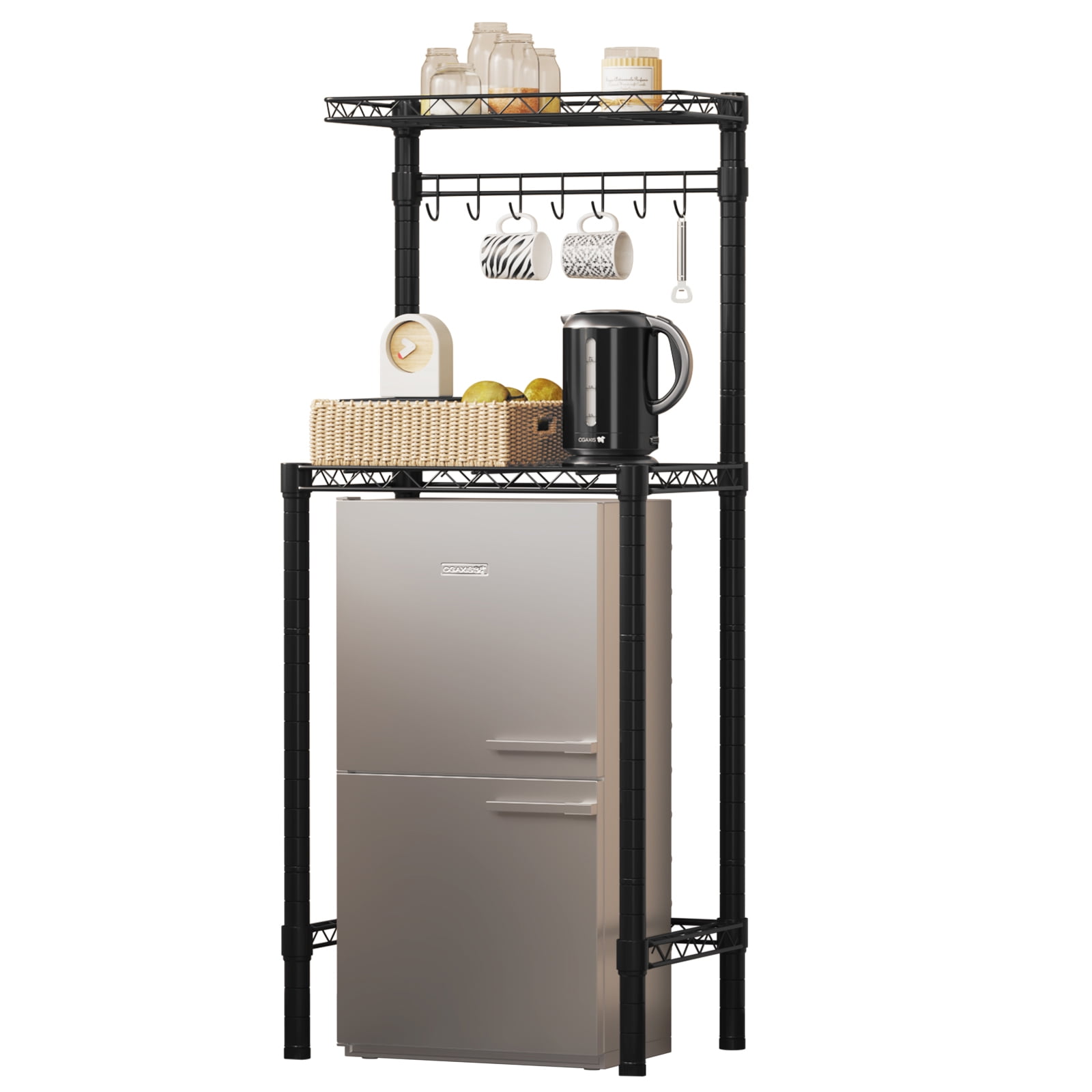 2-Tier Mini Fridge Storage Shelf Mini Fridge & Microwave Stand ...
