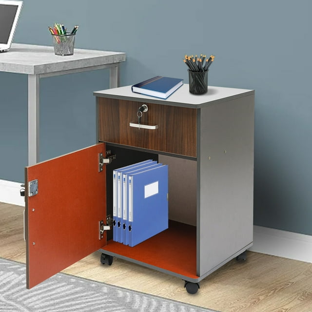 2 Tier Mobile File Cabinet, Under Desk Metal Filing Cabinet with Lock ...