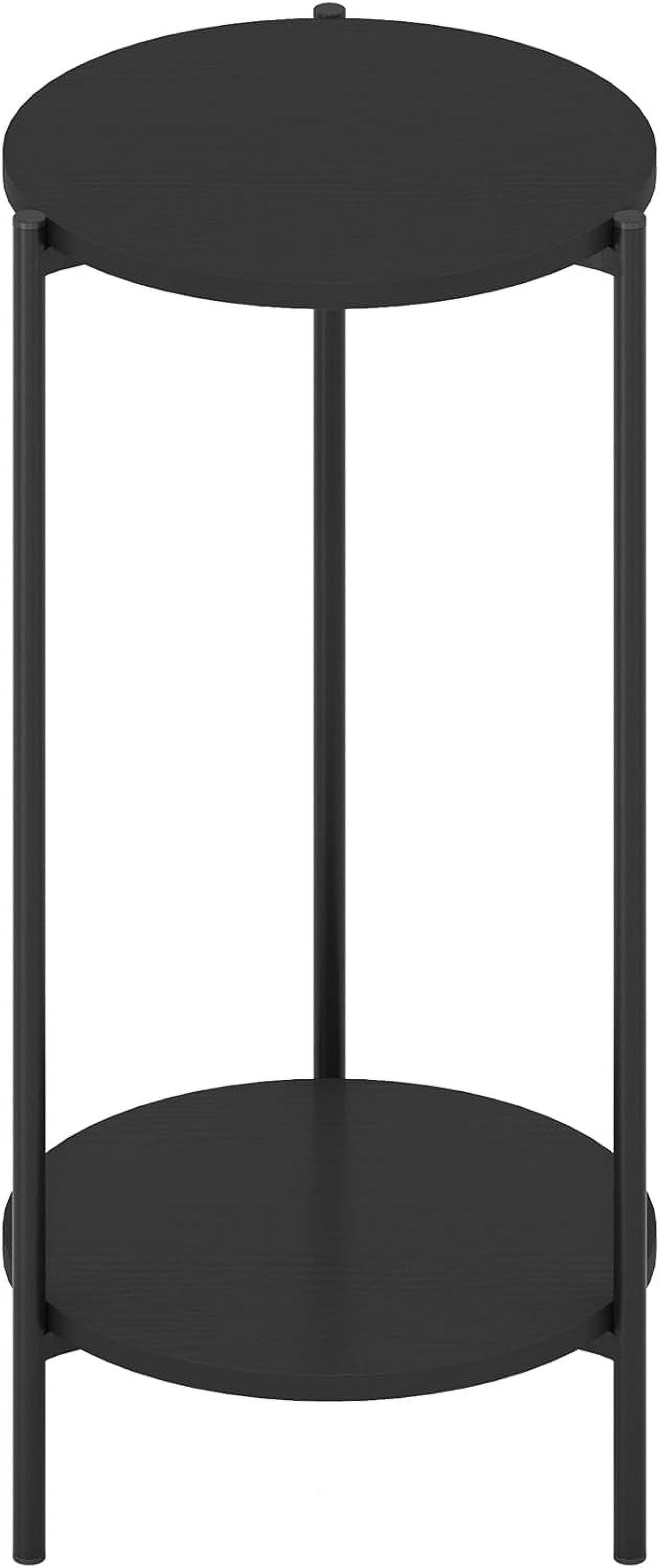 2-Tier Modern Tall Round Side End Table with Sturdy Metal Legs, 11.57 ...