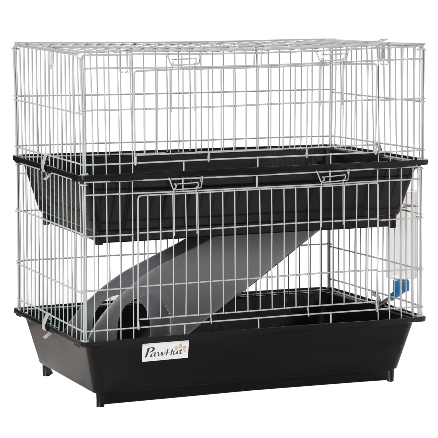 2-Tier Mouse Ferret Cage Dish Bottle Ramp 2 Doors Multi-Level Rodent ...