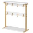 2 Tier Mug Tree Rack with 8 Hooks and 2 Open Shelves White + Gold Home ...