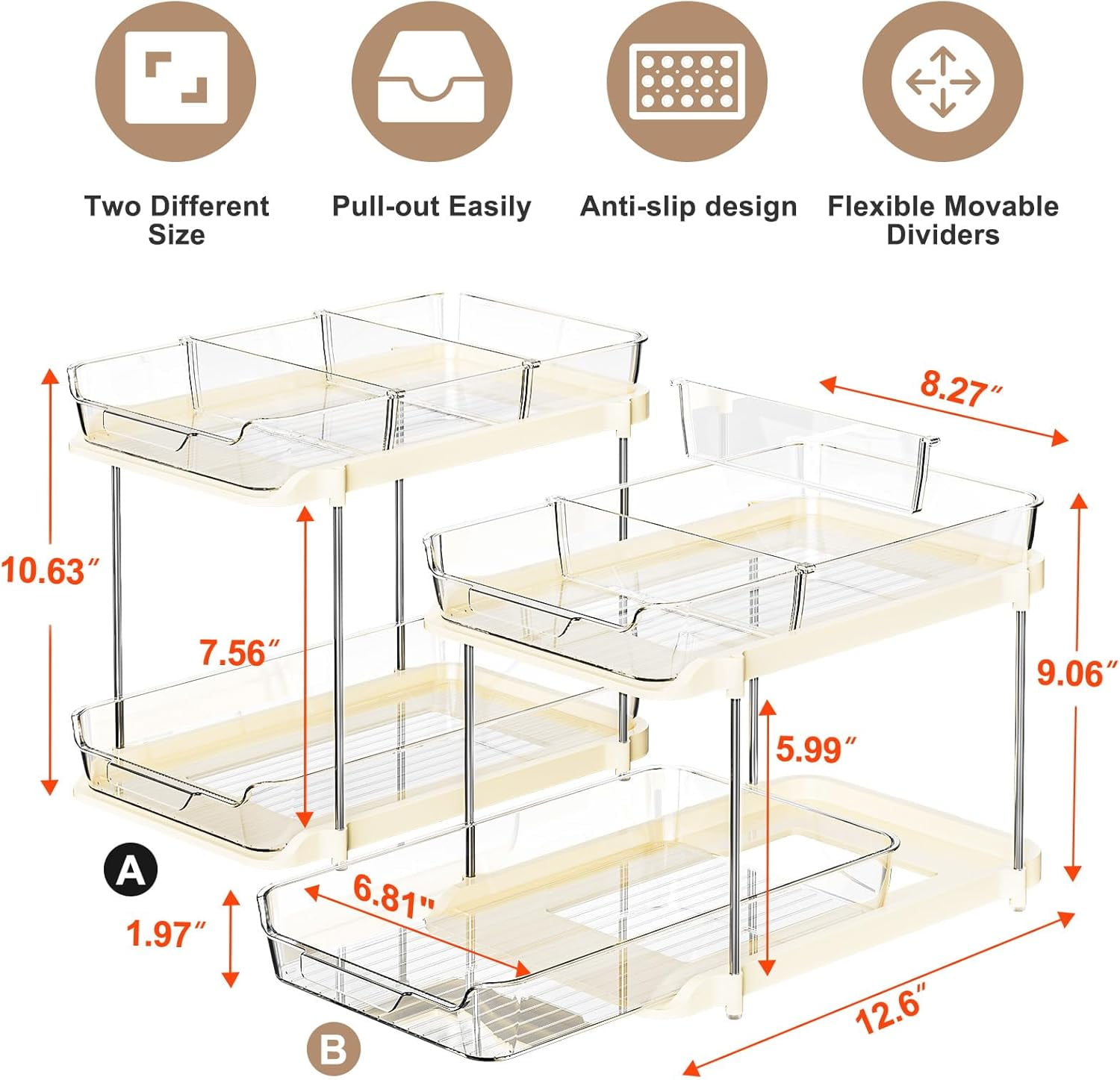 2-Tier Multi-Purpose Under Sink Organizer and Storage, Stackable ...