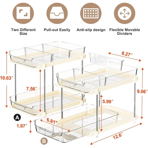 2-Tier Multi-Purpose Under Sink Organizer and Storage, Stackable ...