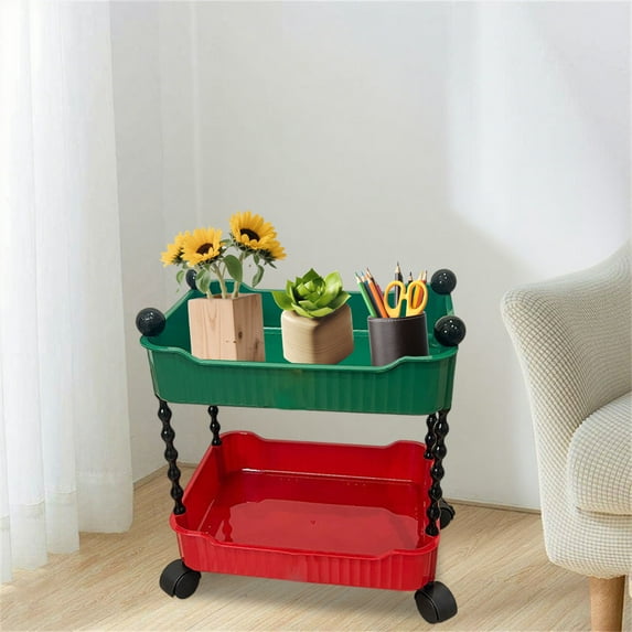 2 Tier Multifunctional Mobile Storage Cart, Snack & Fruit Cart for ...