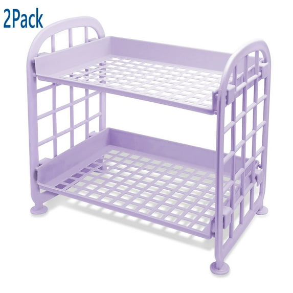 2-Tier Multifunctional Plastic Shelf Makeup Organizer for Skincare ...