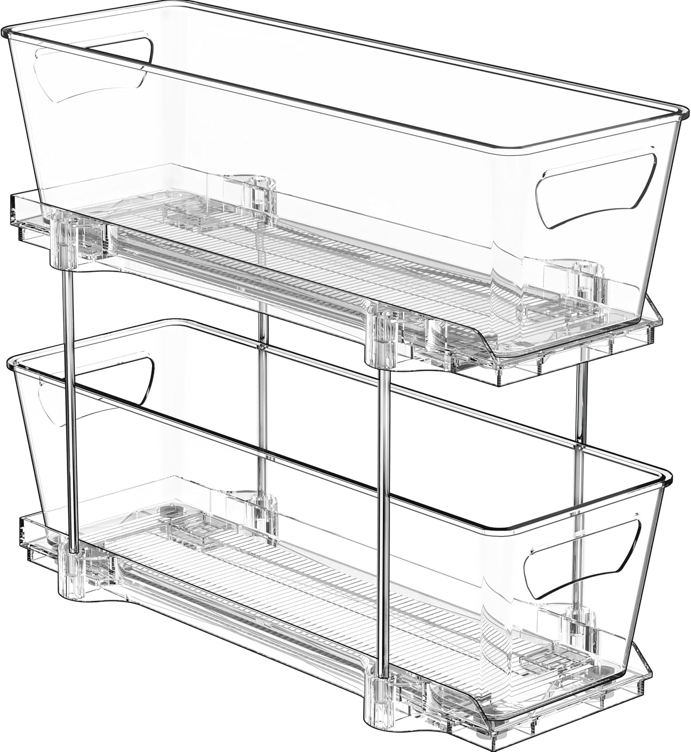 2-Tier Narrow Basket Drawer Cabinet Pull-Out Organizer, Clear - Walmart.com