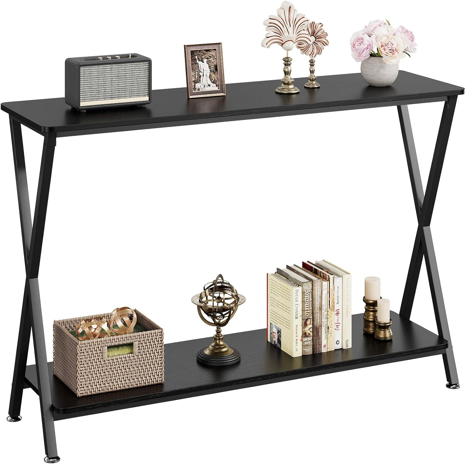 2-Tier Narrow Console Table, Small Entryway Table, Thin Entrance Sofa ...