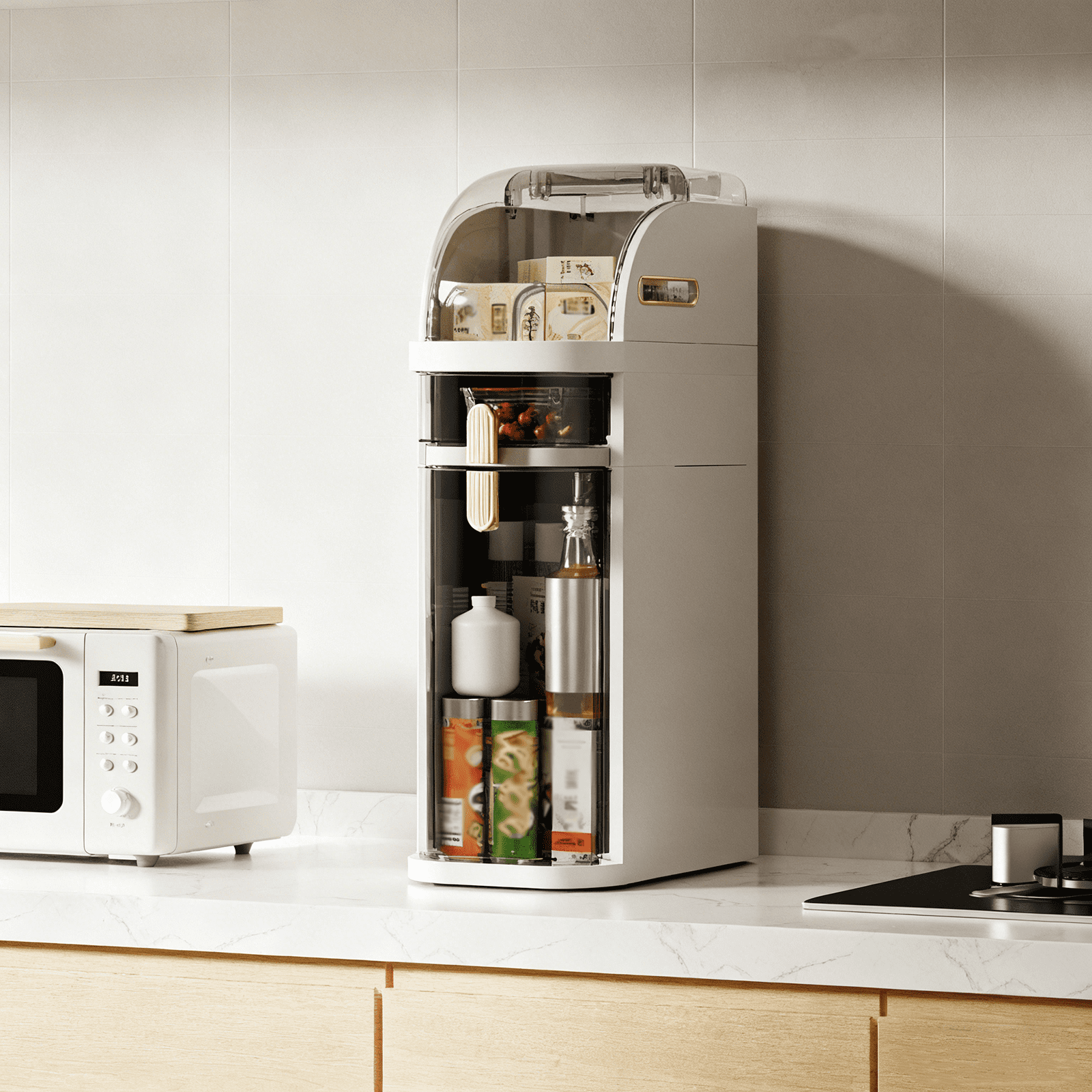 2-Tier Narrow Kitchen Organizer with Transparent Drawers for Spices ...