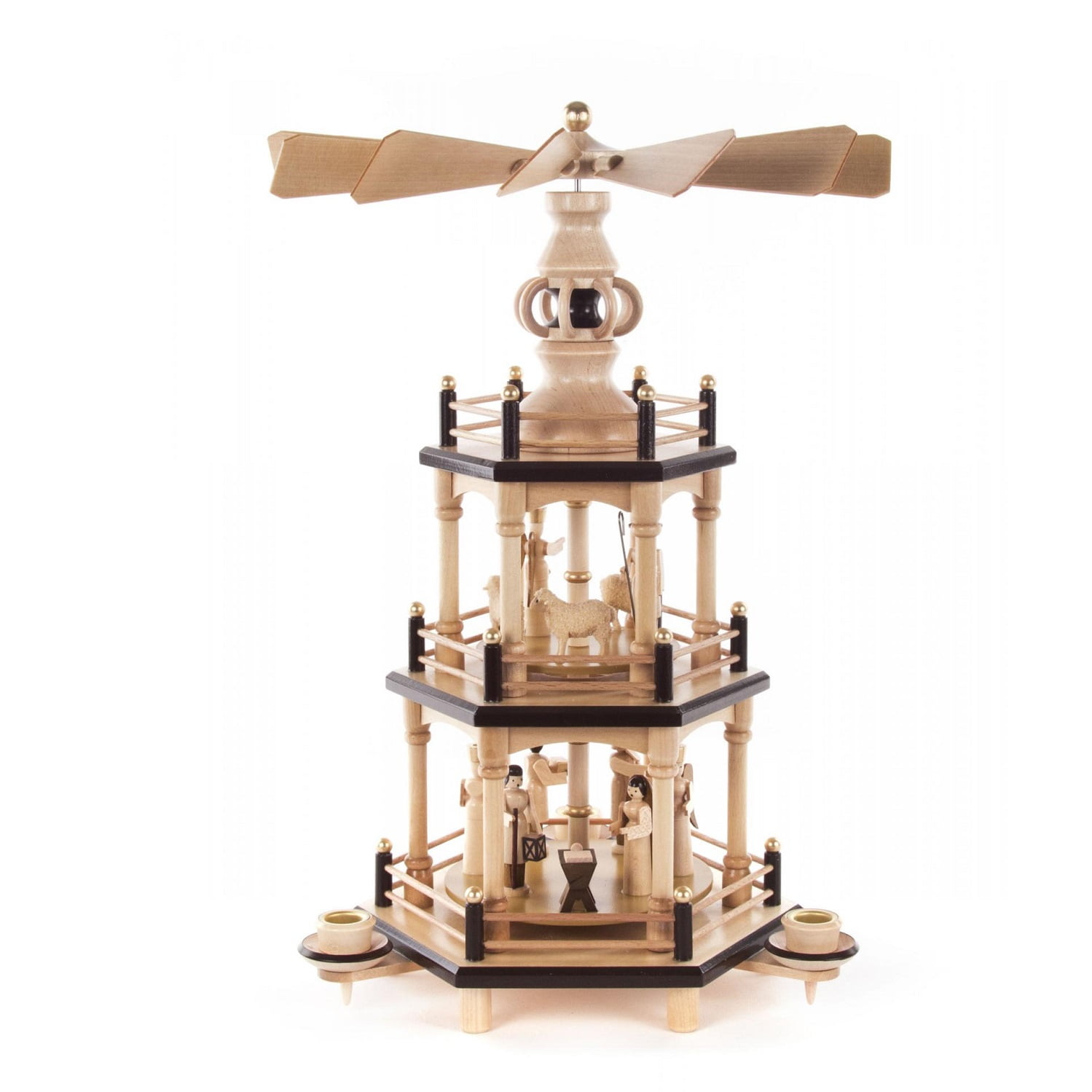 2 Tier Nativity German Christmas Pyramid Carousel Handcrafted ...