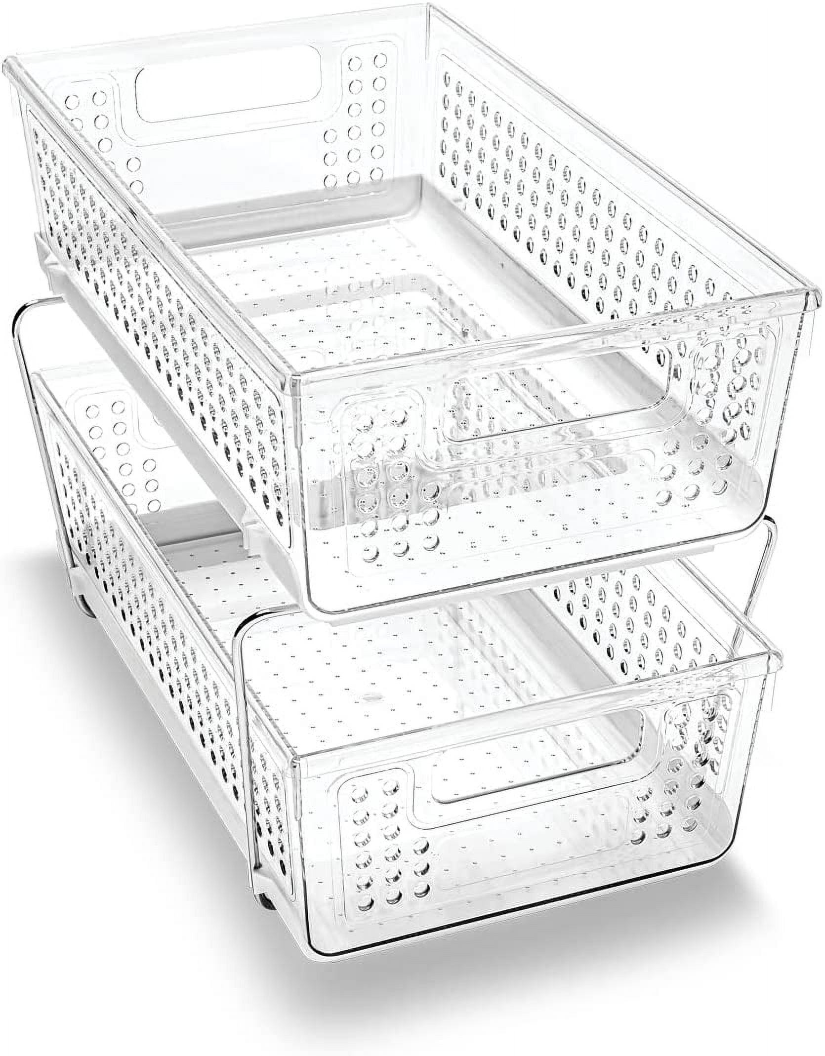 2 Tier Organizer, Multi-Purpose Slide-Out Storage Baskets with Handles ...