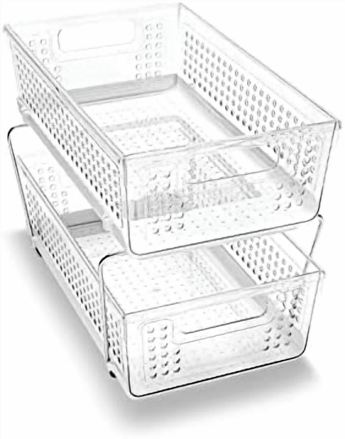 2-Tier Organizer, Multi-Purpose Slide-Out Storage Baskets with Handles ...