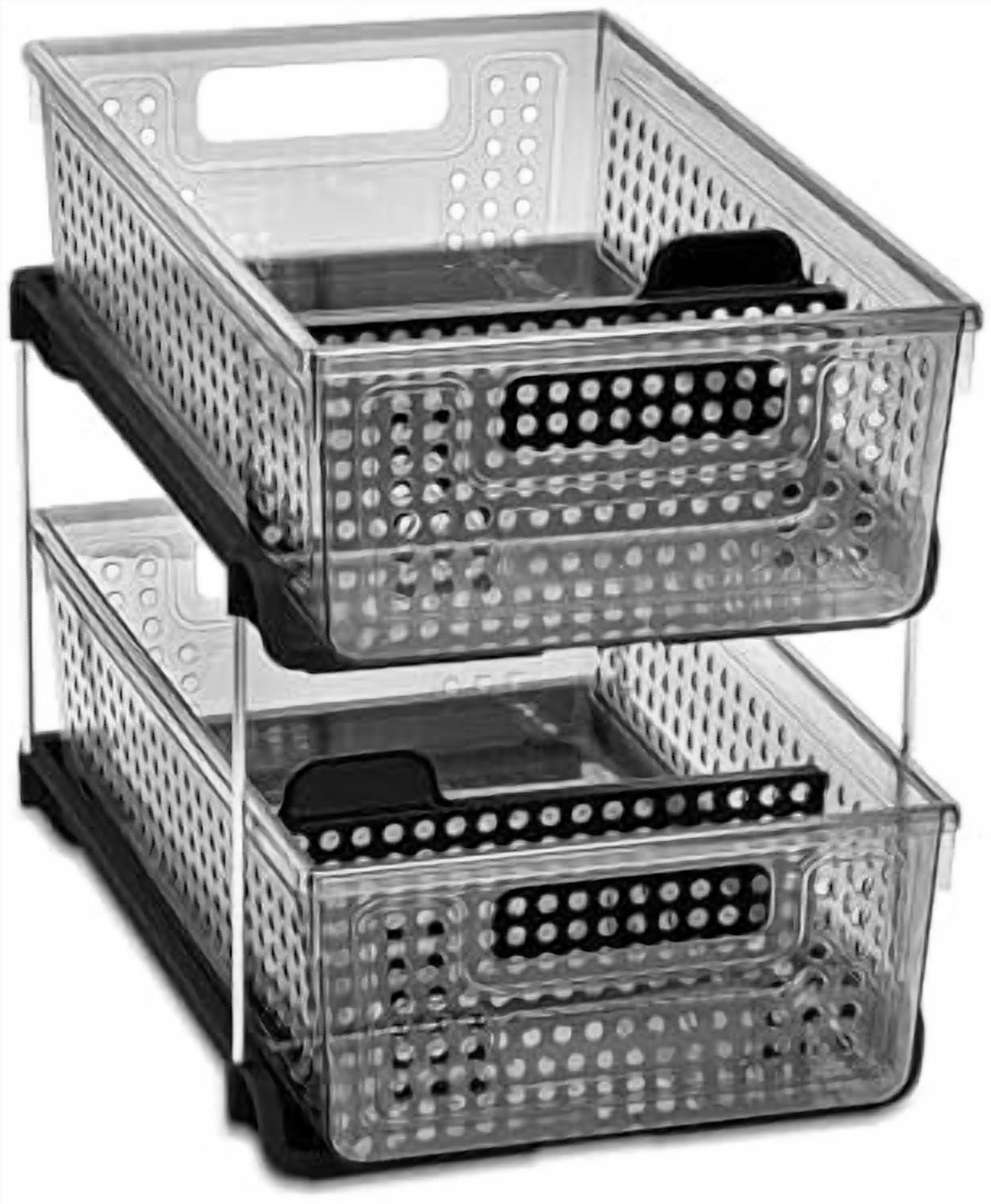 2-Tier Organizer, Multi-Purpose Slide-Out Storage Baskets with Handles ...