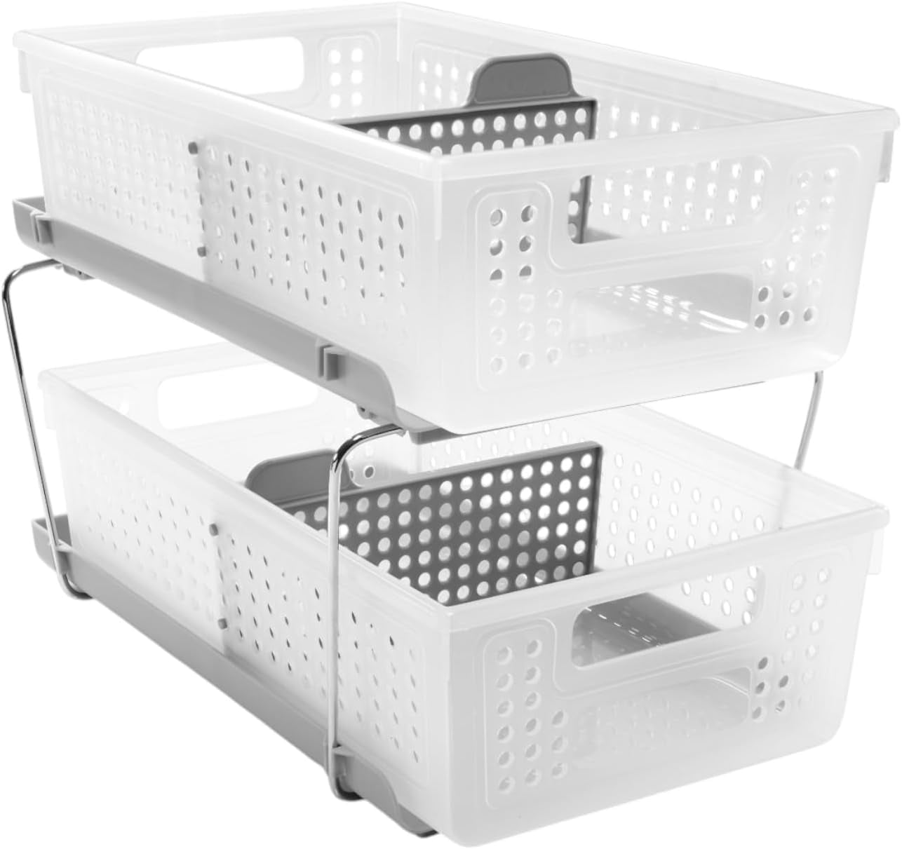2-Tier Organizer, Multi-Purpose Slide-Out Storage Baskets with Handles ...