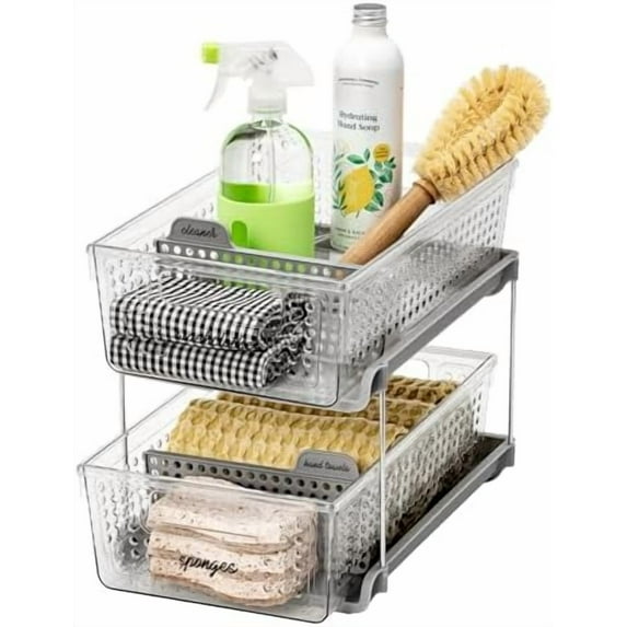 2-Tier Organizer, Multi-Purpose Slide-Out Storage with Handles and ...
