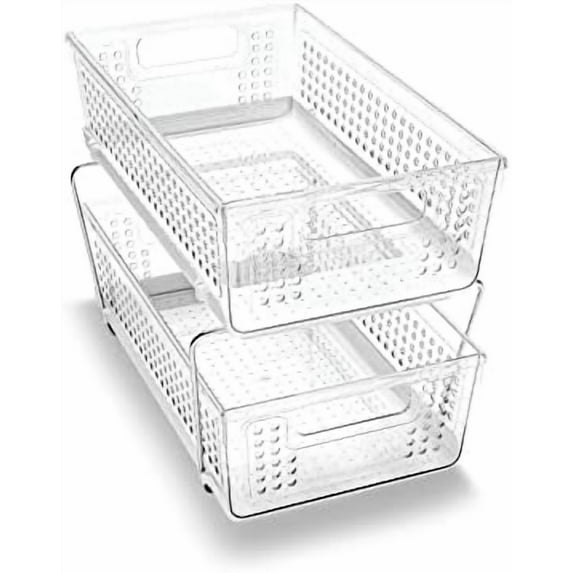 2-Tier Organizer, Multi-Purpose Slide-Out Storage with Handles and ...