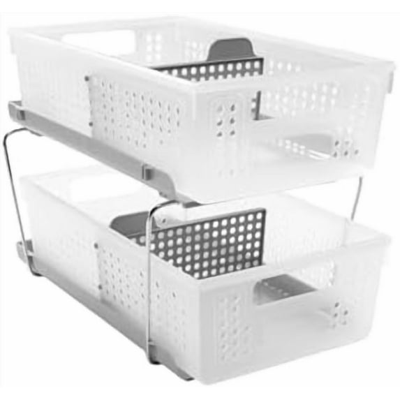 2-Tier Organizer, Multi-Purpose Slide-Out Storage with Handles and ...