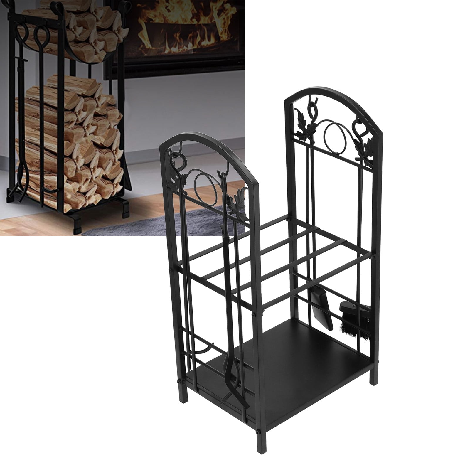 2 Tier Outdoor Indoor Firewood Rack Holder For Fireplace Wood Storage ...