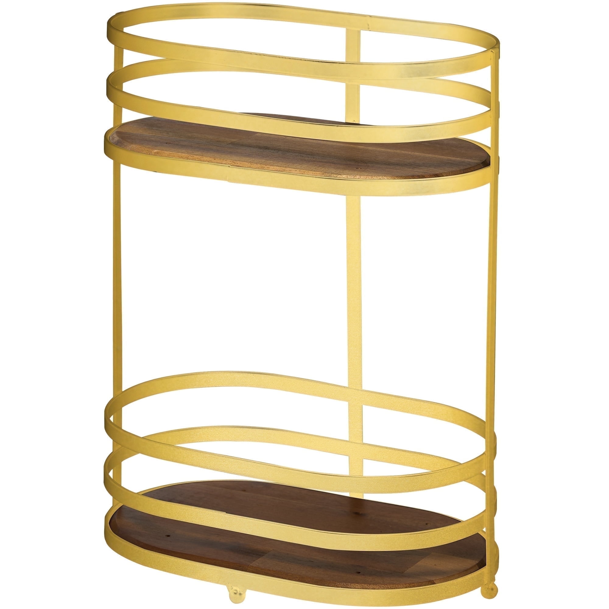 2-Tier Oval Countertop Caddy with Acacia Wood Accents in Gold - Walmart.com