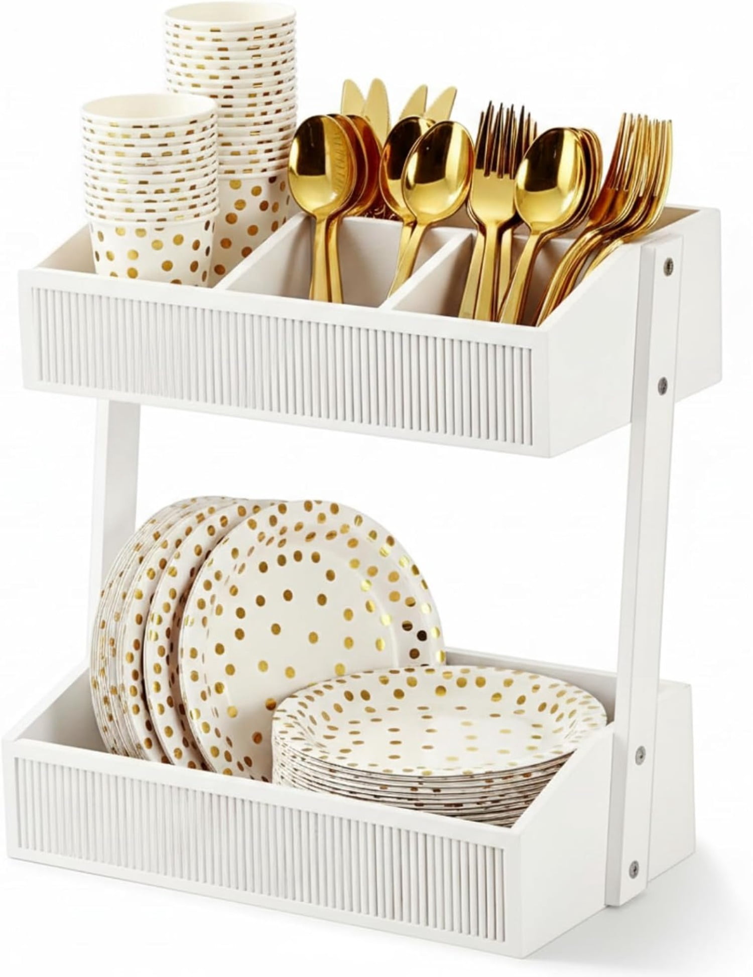 2 Tier Paper Plate Dispenser for Kitchen Counter, Paper Plate Organizer ...