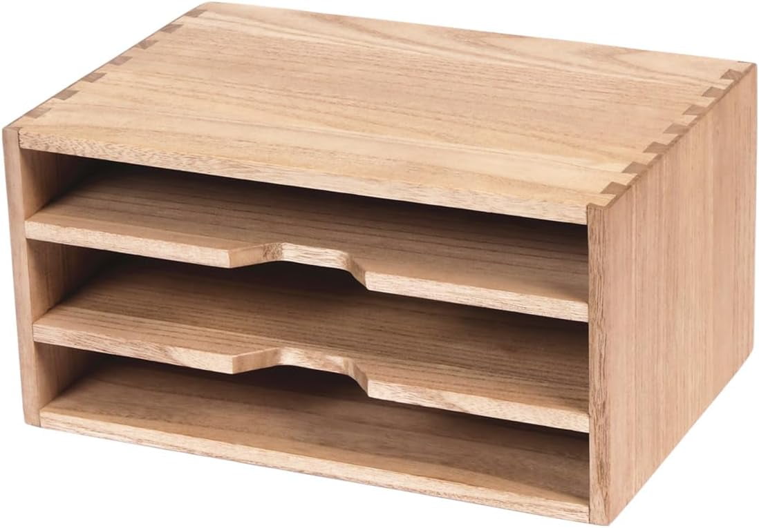 2-Tier Paper Tray Desk Organizer,Paper Organizer with a Pen Holder ...