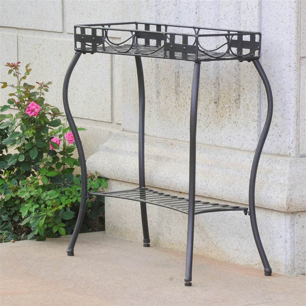 2-Tier Patio Plant Stand in Antique Black - Walmart.com