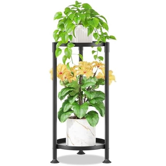 2 Tier Plant Stand Indoor with 10 Inch Wide Tray, Vertical Corner Metal ...