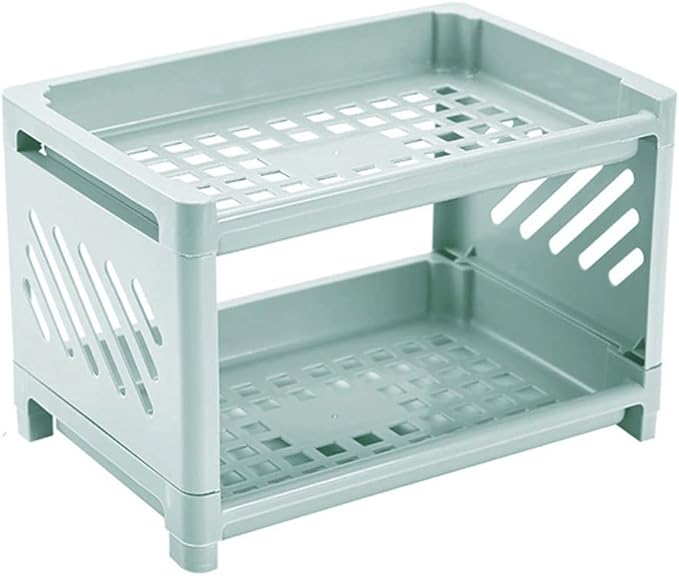 2 Tier Plastic Countertop Shelf Organizer Storage Rack, Multifunction ...