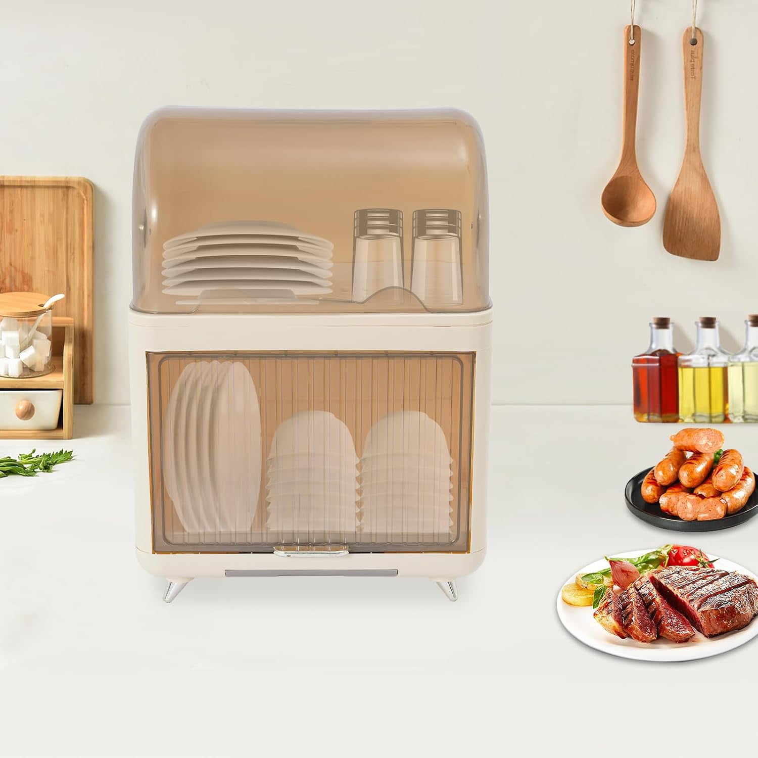 2 Tier Plastic Drying Rack for Kitchen Dish Drying Rack Drainboard Set ...