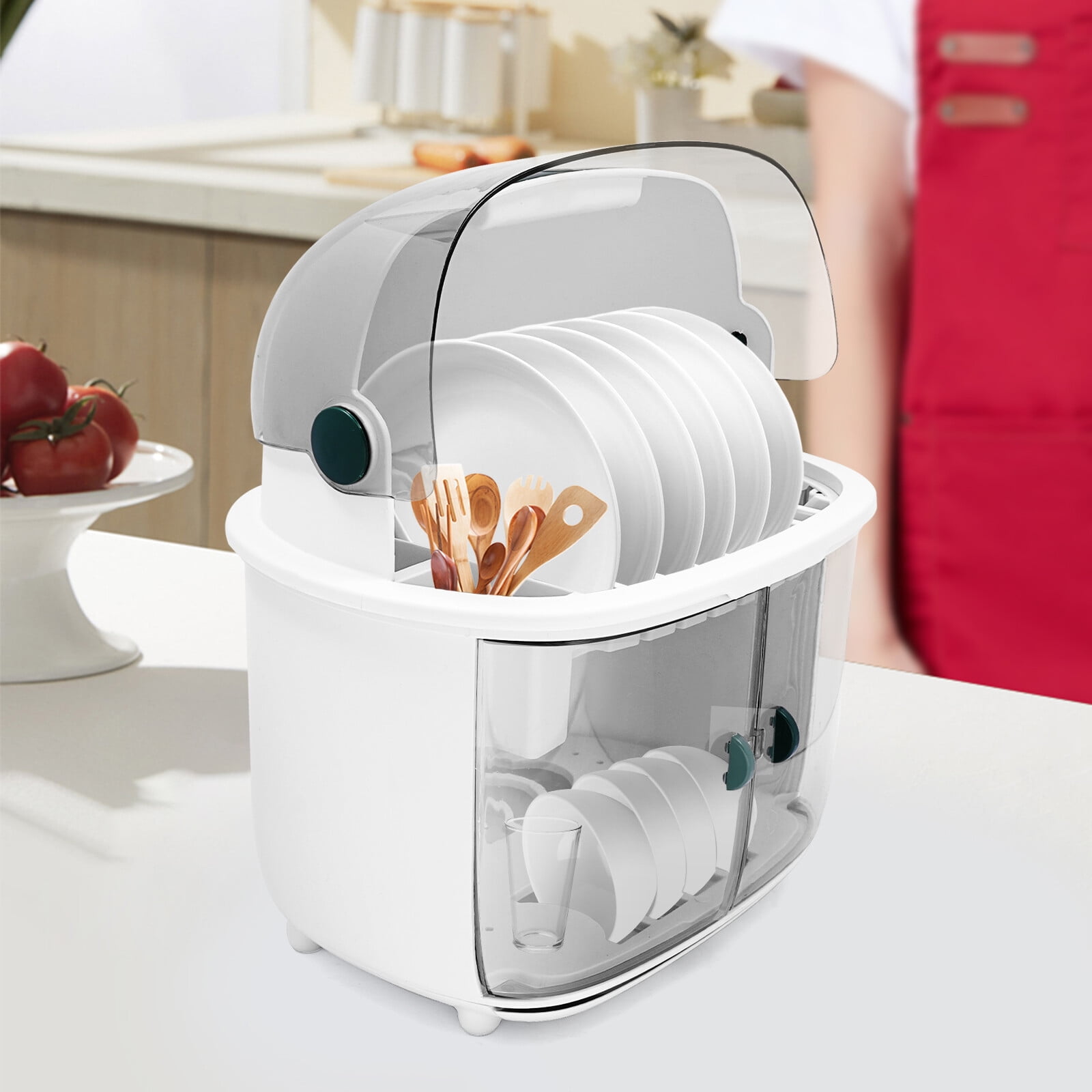 2 Tier Plastic Drying Rack for Kitchen, Dish Drying Rack 2-tier Dish ...